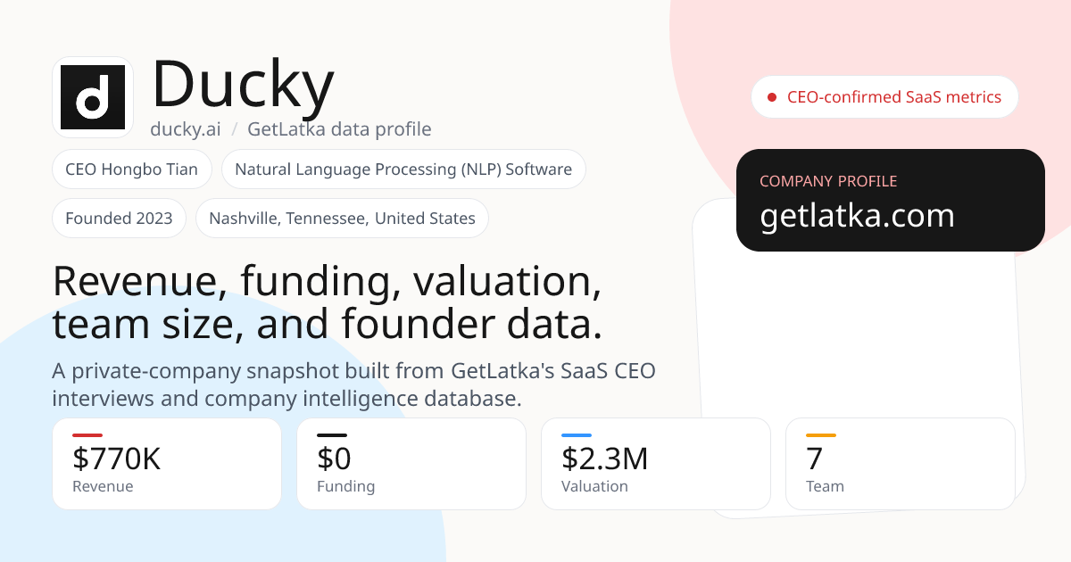 Ducky Revenue 2025: $770K ARR, $2.3M Valuation